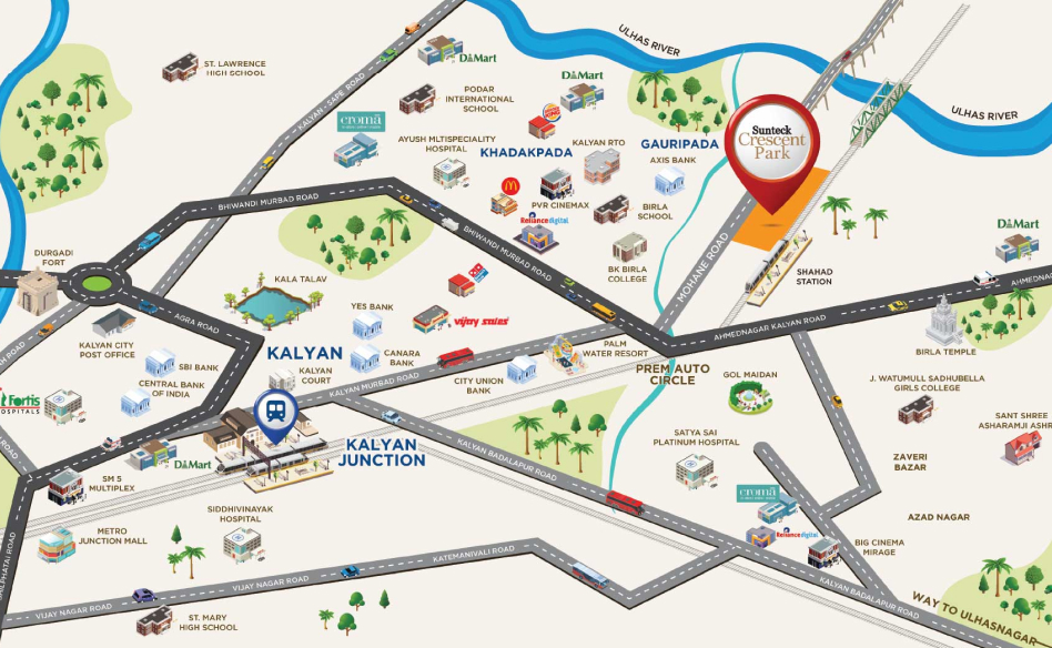 2 BHK & 3 BHK Flat in Kalyan- Sunteck Crescent Park